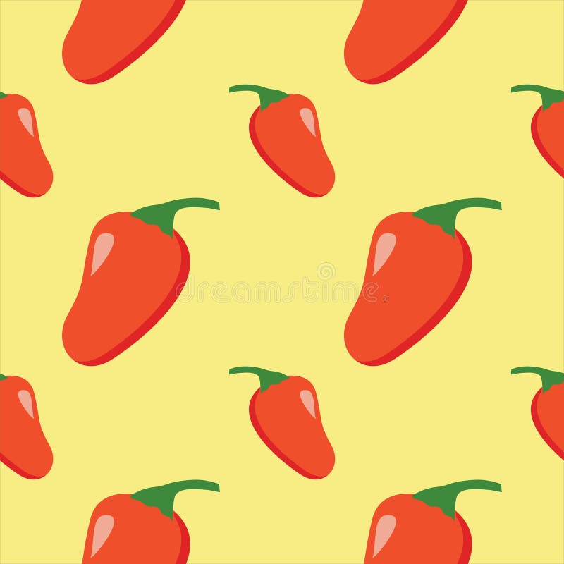 Chili Seamless Pattern Vector Illustration. Hot Chili Peppers Seamless ...