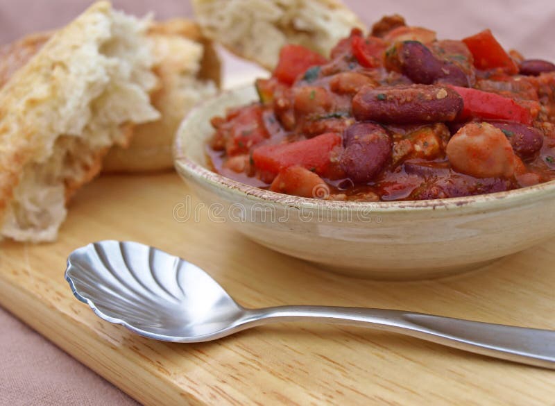 Chili spoon in front stock image. Image of crust, hearty - 11129423