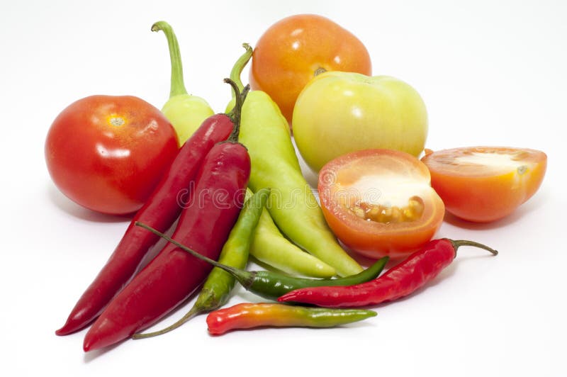 The CHILI and TOMATO in FOCUS. Stock Image - Image of juicy, fresh ...