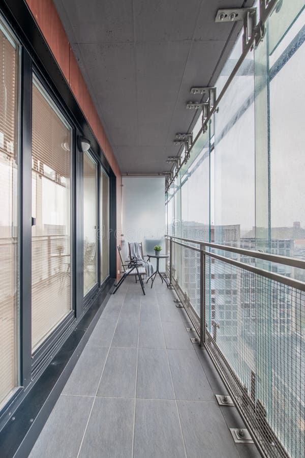 Chill Area and a Home Balcony Interior. Glassy Wall Stock Photo - Image ...