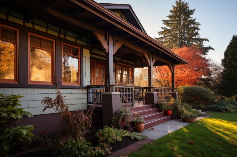 Chill Autumn Morning, Eaves of a Craftsman House Stock Photo - Image of ...