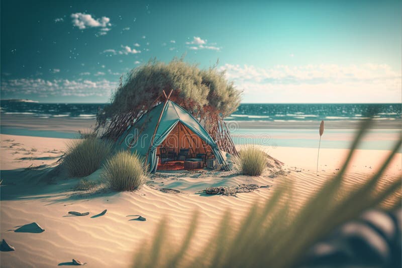 Chill Out Scene in the Beach, Landscape, Generative Ai Stock ...