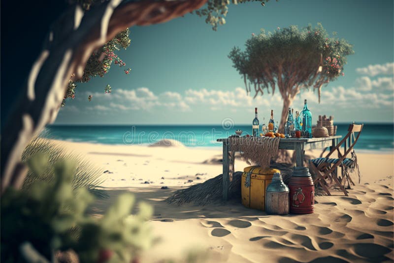 Chill Out Scene in the Beach, Landscape, Generative Ai Stock Image ...