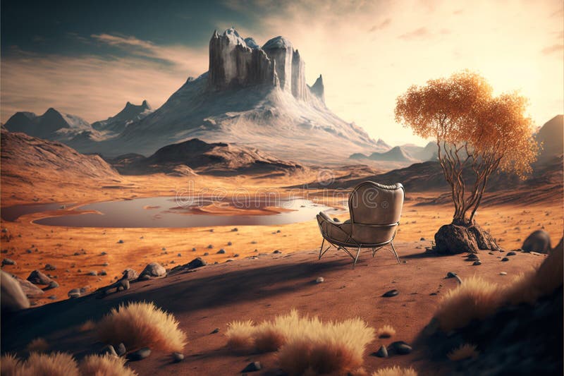 Chill Out Scene in the Desert, Landscape, Generative Ai Stock ...