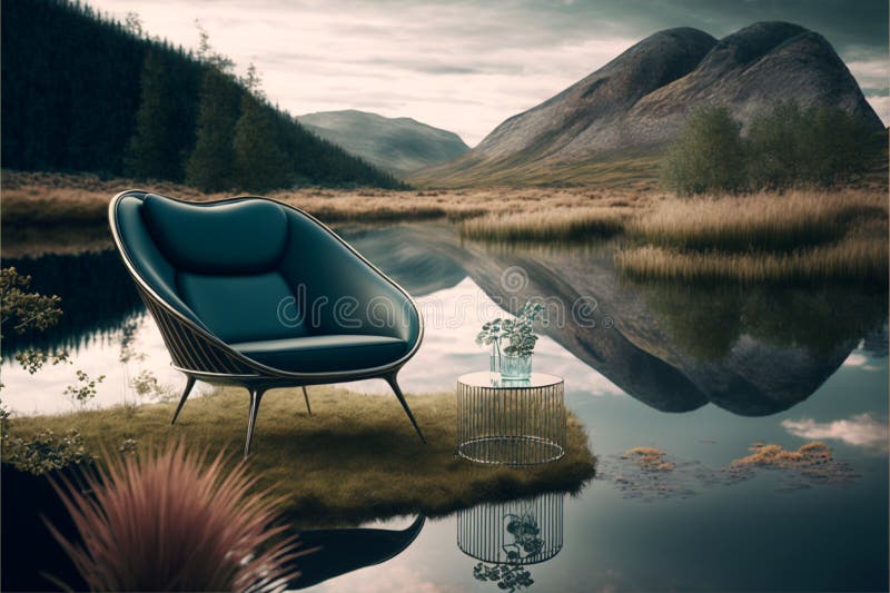 Chill Out Scene in the Mountains, Landscape, Generative Ai Stock ...