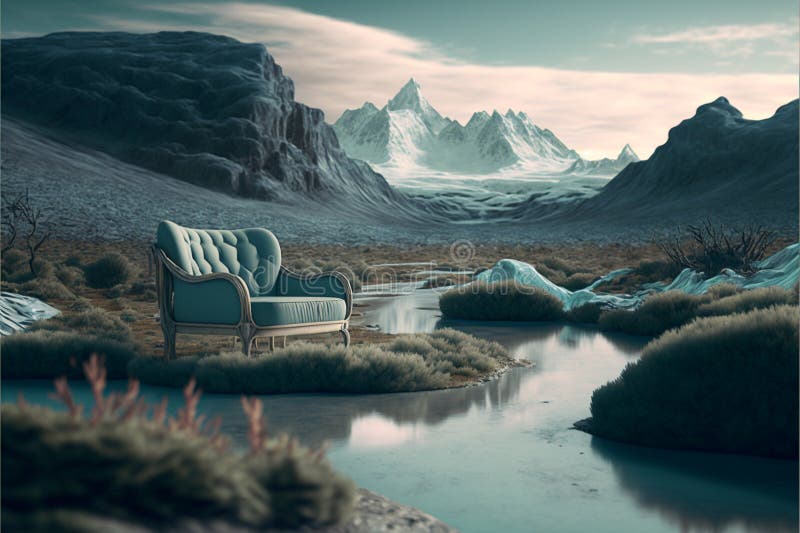 Chill Out Scene in the Mountains, Landscape, Generative Ai Stock ...