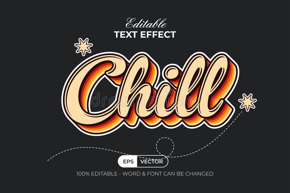 Chill Text Effect Retro Layered Color Style Stock Vector - Illustration ...
