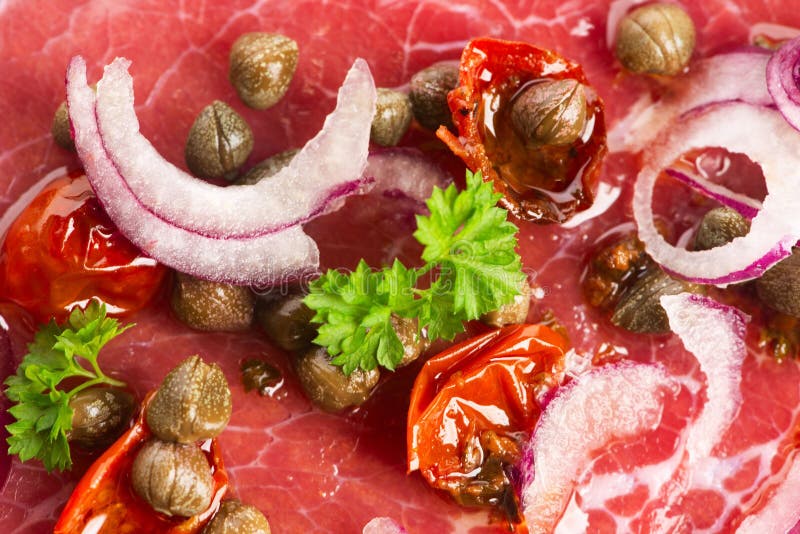 Chilled Beef Carpaccio Cold Stock Image - Image of dining, herbs: 331516787
