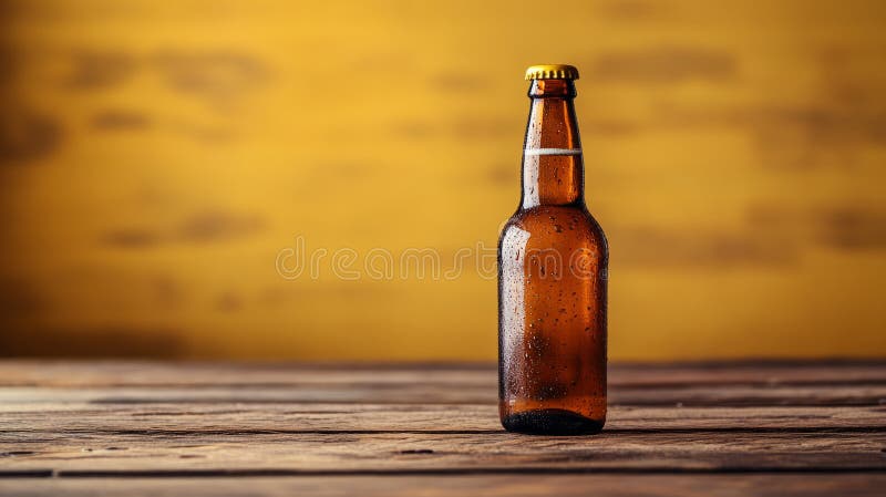 Chilled Beer Bottle on a Wooden Table with Rustic Background. Stock ...