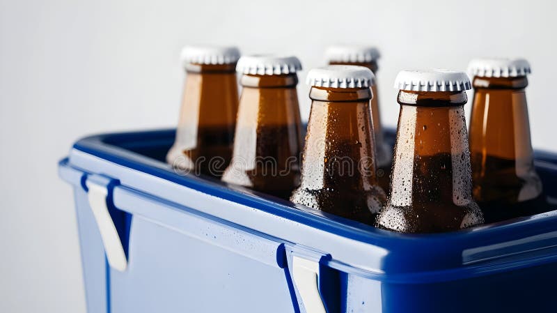 Chilled Beer Bottles in Blue Cooler Ready for Summer Gathering Stock ...