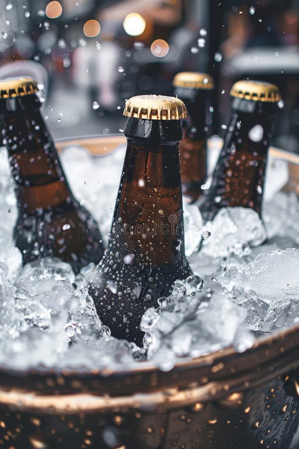 Chilled Beer Bottles and Refreshing Beverages at Home Party Setup with ...