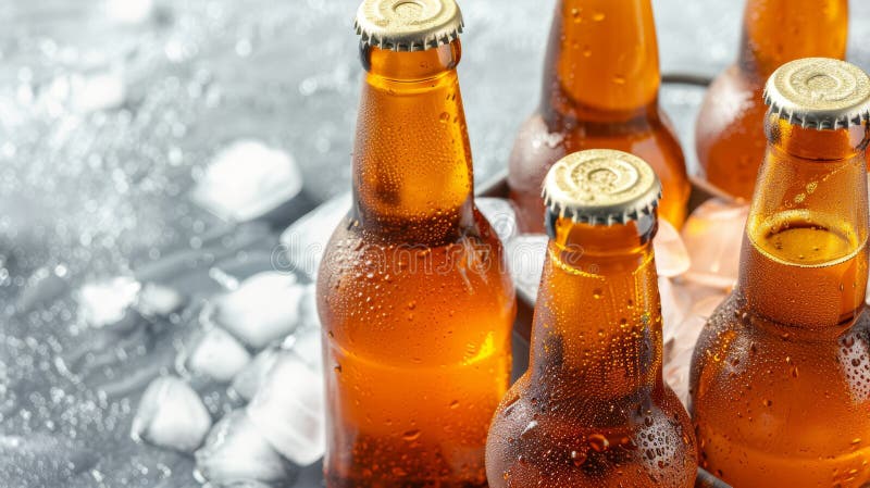 Chilled Beer Bottles and Refreshing Beverages at Home Party Setup with ...