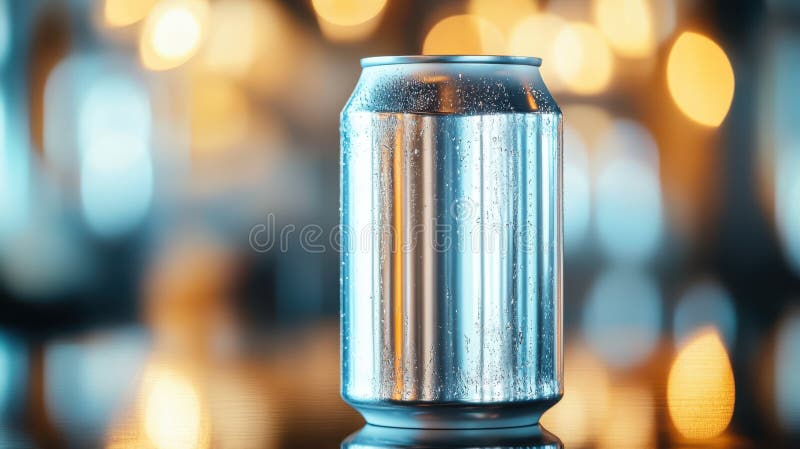Chilled Beer Can with Condensation on Wooden Surface Stock Photo ...