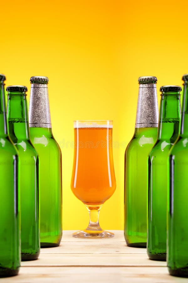 Chilled Beer on Wooden Table Stock Image - Image of delicious, cool ...