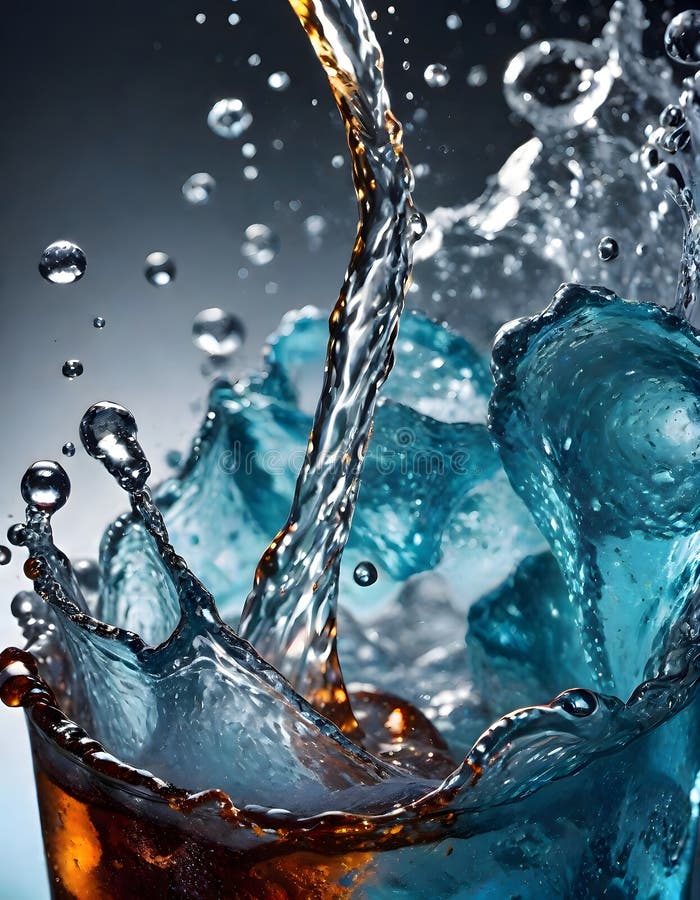Chilled Blue Beverage with Ice Cubes in Glass, Generative AI Stock ...