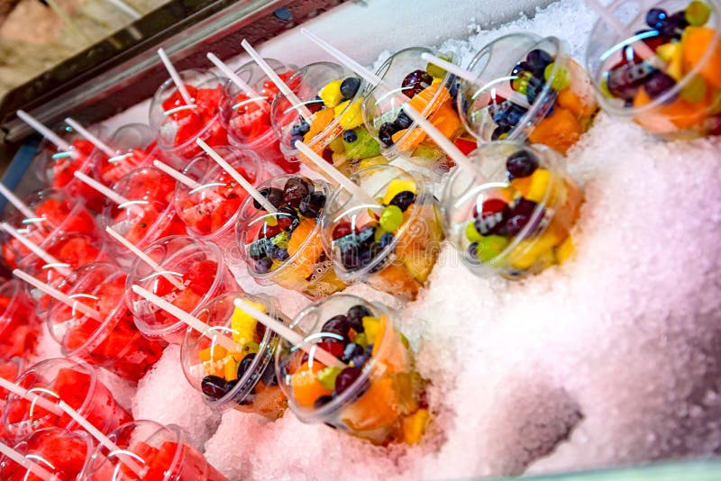 Chilled Fruit Dessert in Plastic Cups Stock Photo - Image of dessert ...
