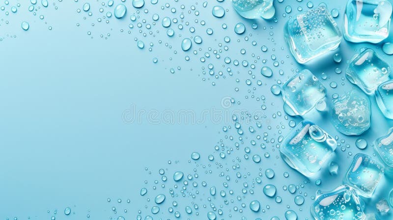 Chilled Ice Cubes with Water Droplets on Blue Surface in Toned Image ...