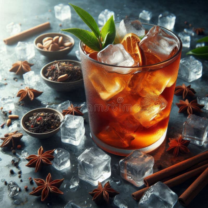 Chilled Iced Tea Surrounded by Ice Cubes, Perfect for a Cooling ...