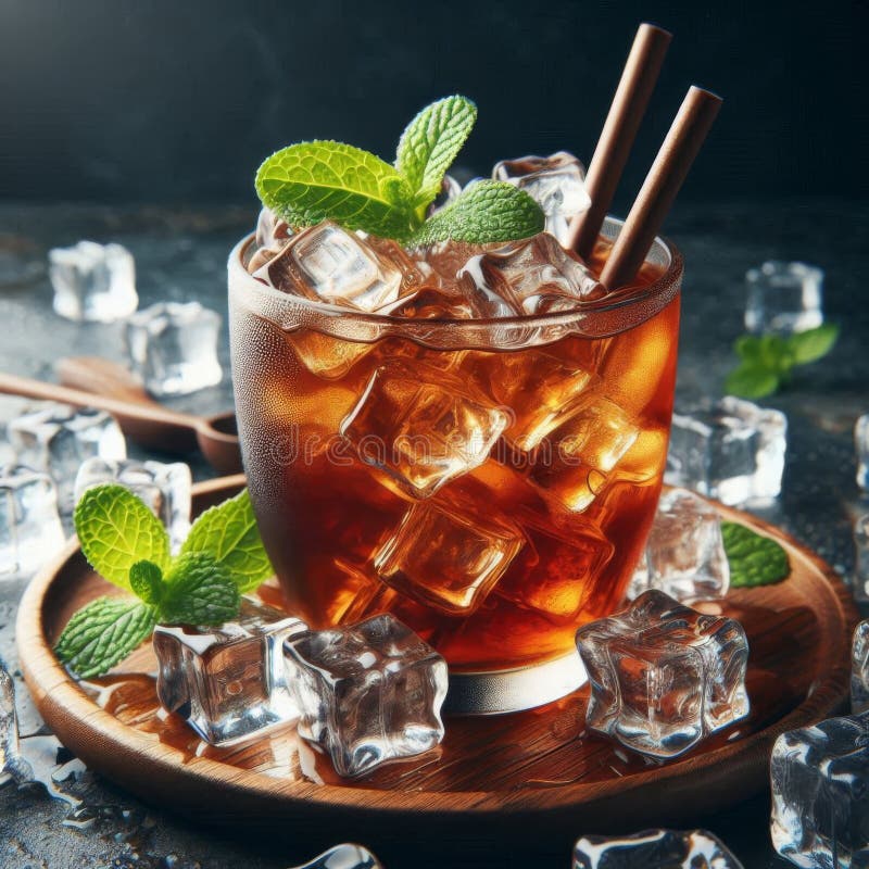 Chilled Iced Tea Surrounded by Ice Cubes, Perfect for a Cooling ...