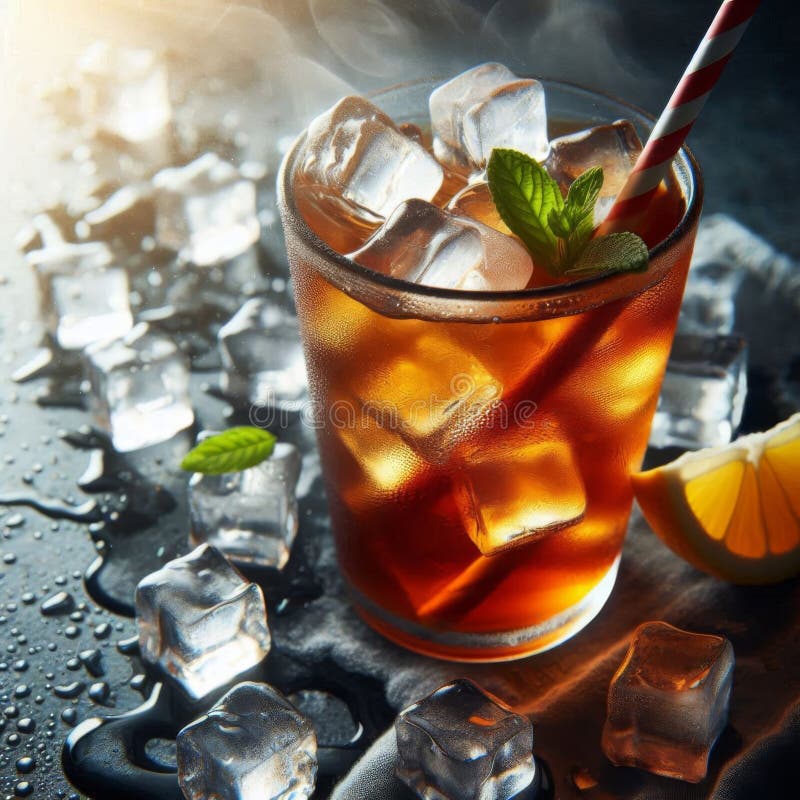 Chilled Iced Tea Surrounded by Ice Cubes, Perfect for a Cooling ...