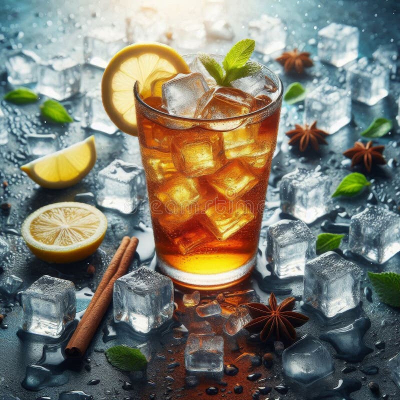 Chilled Iced Tea Surrounded by Ice Cubes, Perfect for a Cooling ...