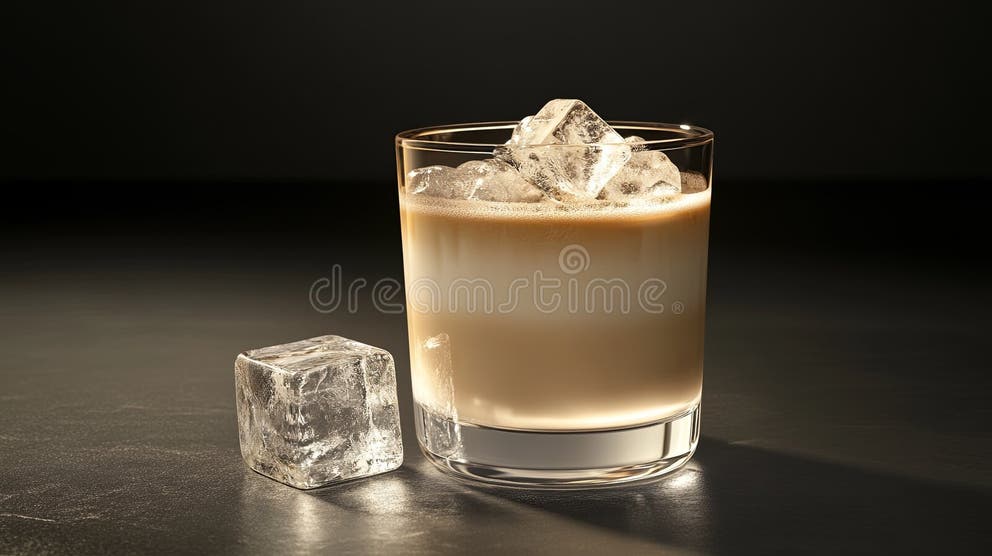 Chilled Latte with a Smooth Ice Cube Presentation. Stock Photo - Image ...