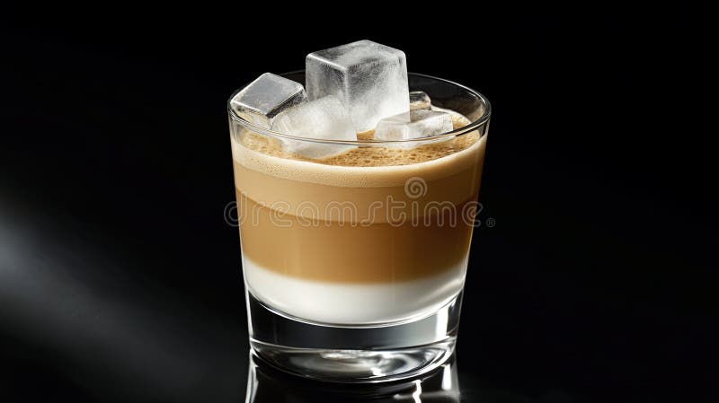 Chilled Latte with a Smooth Ice Cube Presentation. Stock Photo - Image ...
