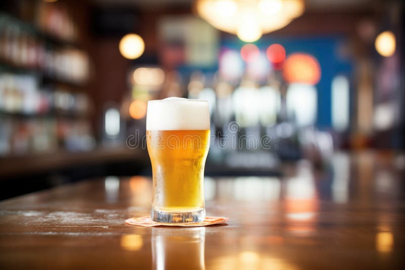 Chilled Light Lager in Glass, Condensation, Bar Counter Stock Image ...