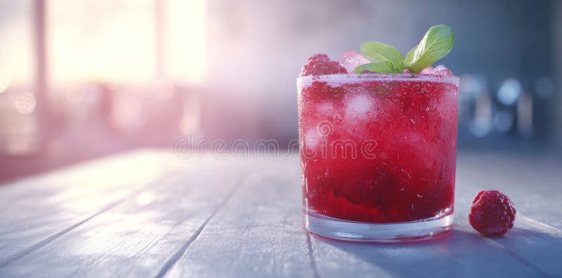 Chilled Mixed Berry Drink Accented with Mint Stock Photo - Image of ...