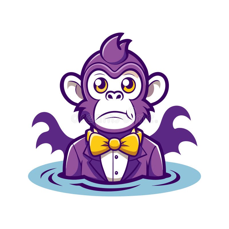 Chilled Monkey Swimming stock vector. Illustration of nature - 356527605