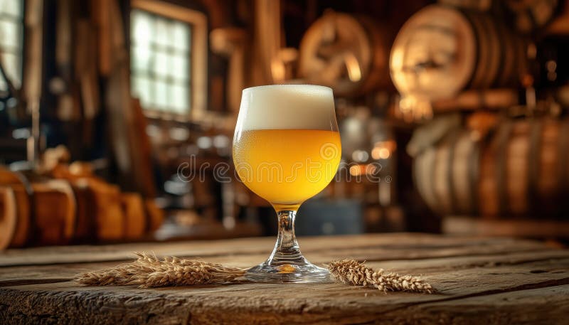 Chilled Pale Beer Set on a Rustic Wooden Table Stock Image - Image of ...