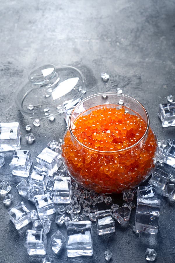 Chilled Red Caviar in a Glass Jar. Stock Image - Image of salmon, glass ...