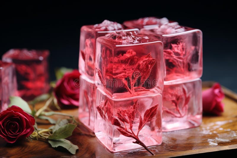Chilled Red Rose Ice Cube. Generate Ai Stock Illustration ...