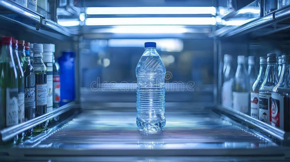 Chilled Water Bottle in Refrigerator. Drinks, Cold, Refreshment ...