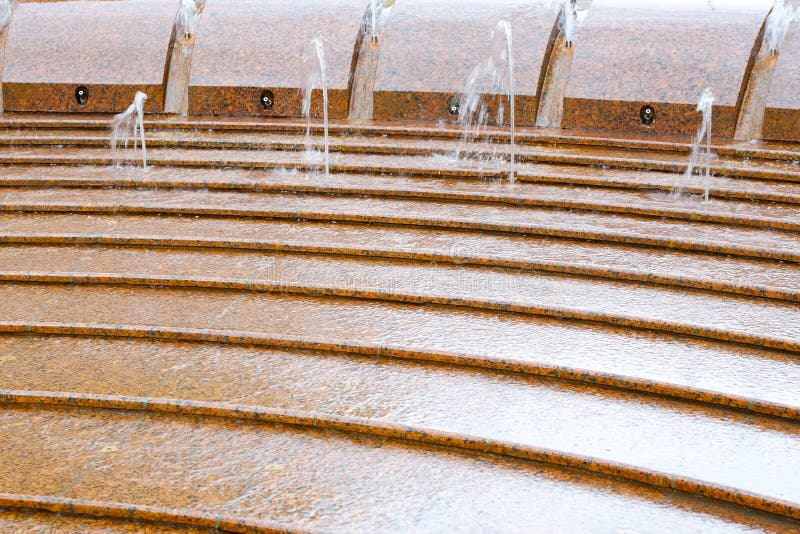 Chilled Water Flows Down the Red Granite Steps Stock Photo - Image of ...