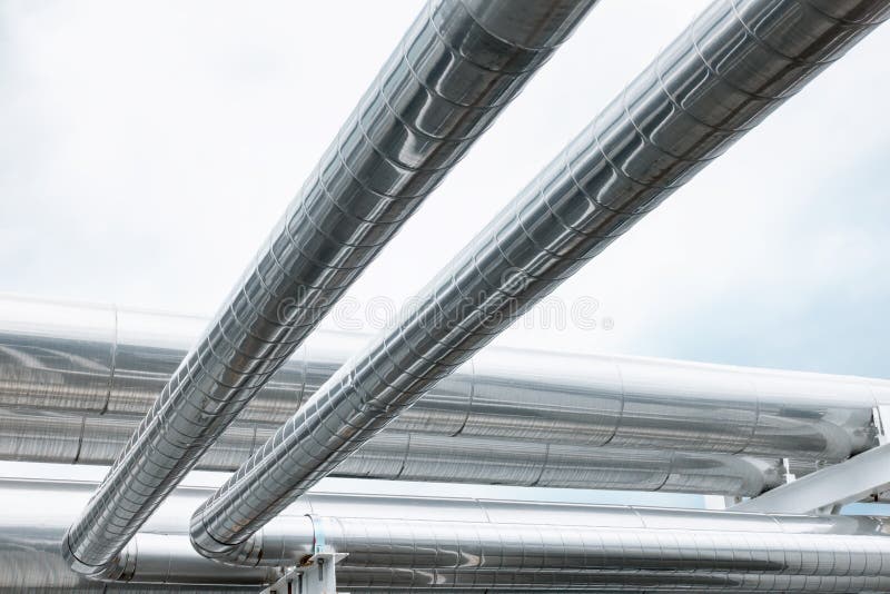 Air Chiller Pipeline and HVAC System of Department Store, Overhead ...