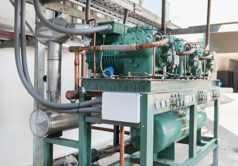 Chiller in Refrigeration System in Cold Storage Industry Stock Photo ...