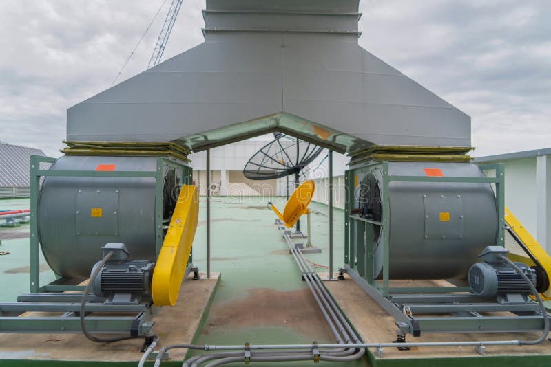 Chiller Tower or Cooling Tower on Rooftop of a Office Building. System ...