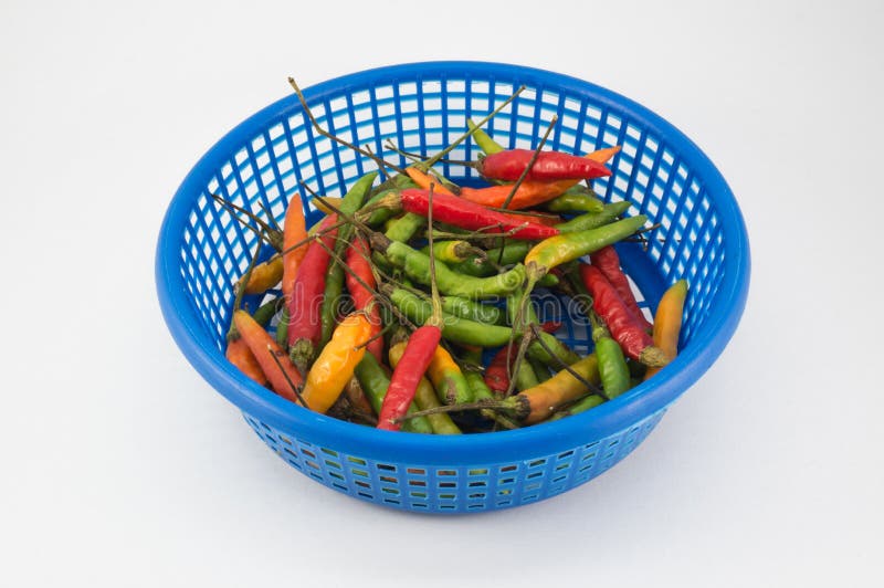 Chilli in blue basket stock photo. Image of cuisine, retro - 48980846