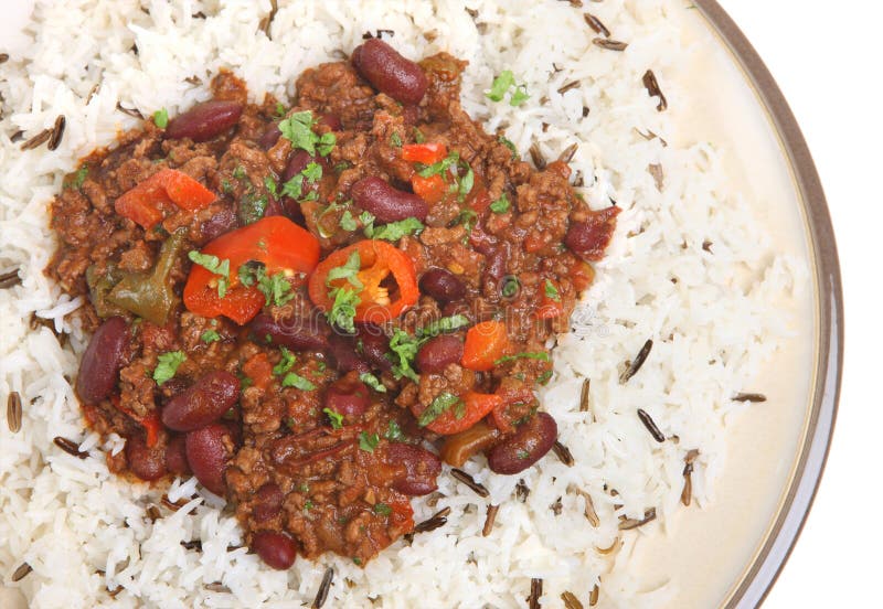 Chilli con Carne with Rice stock image. Image of mince - 13459225
