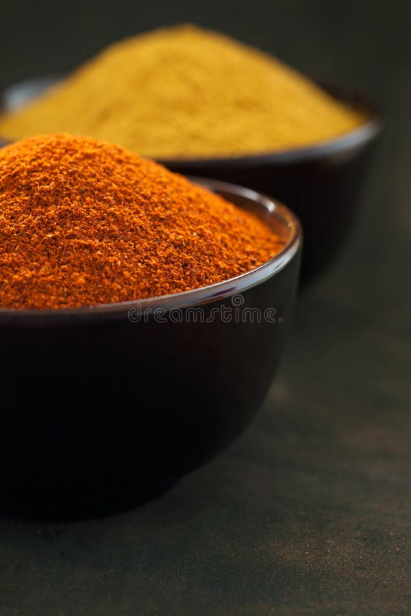 Piles of Bright Curry Powder and Tumeric Stock Photo - Image of indian ...