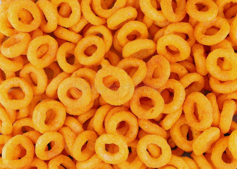 Chilli Flavored Corn Rings. Full Frame. Stock Photo - Image of flavor ...
