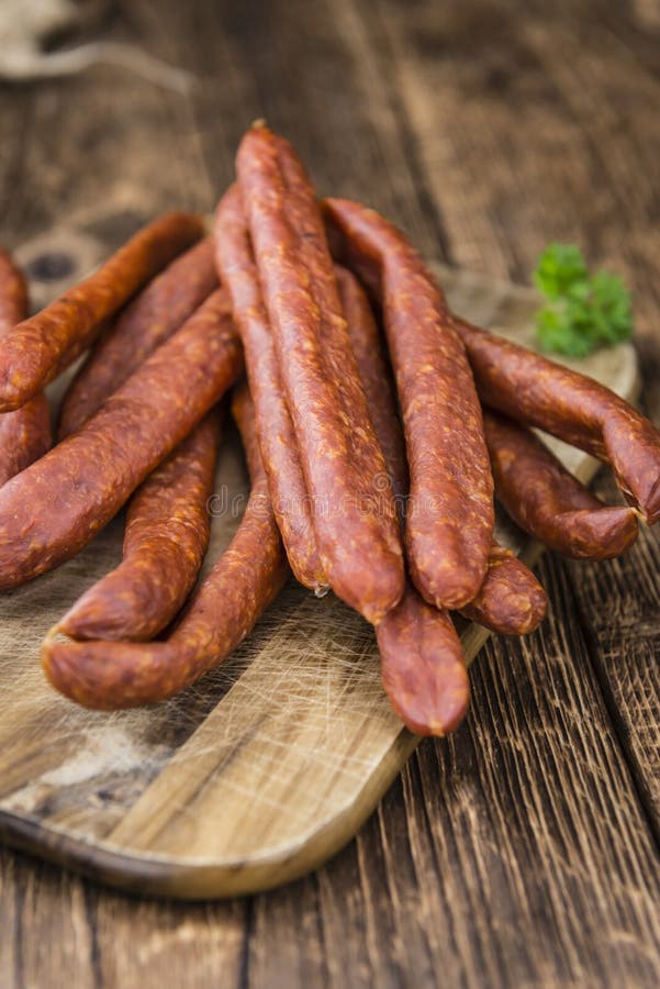 Chilli Flavoured Sausages (German Mettwurst) Stock Photo - Image of ...