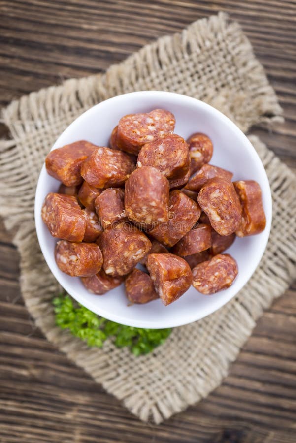Chilli Flavoured Sausages (German Mettwurst) Stock Photo - Image of ...