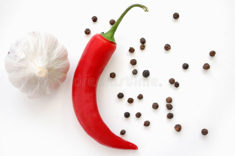 Chilli and garlic stock image. Image of cooking, white - 14247929