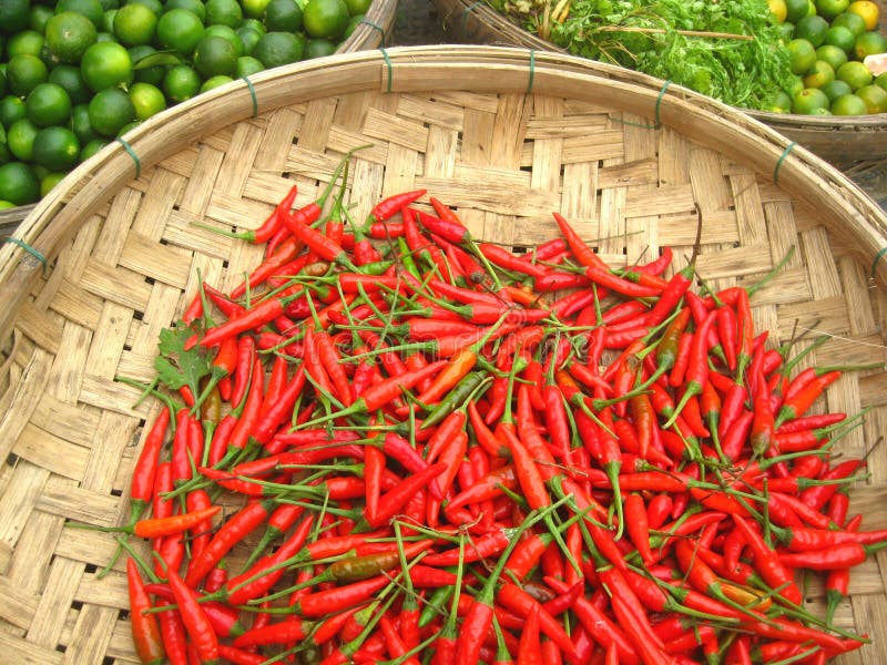 Chilli and lemon baskets stock photo. Image of tasty - 12192452