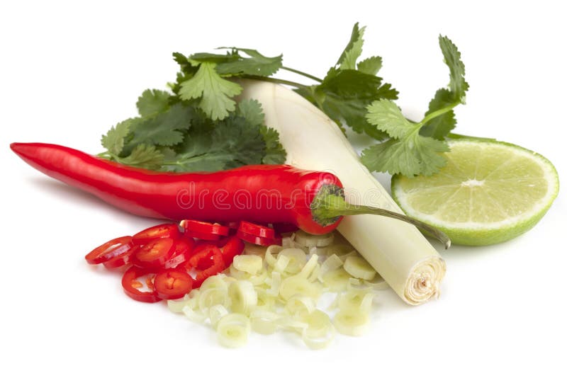 Chilli, Lemon Grass, Lime and Cilantro Stock Photo - Image of herbs ...