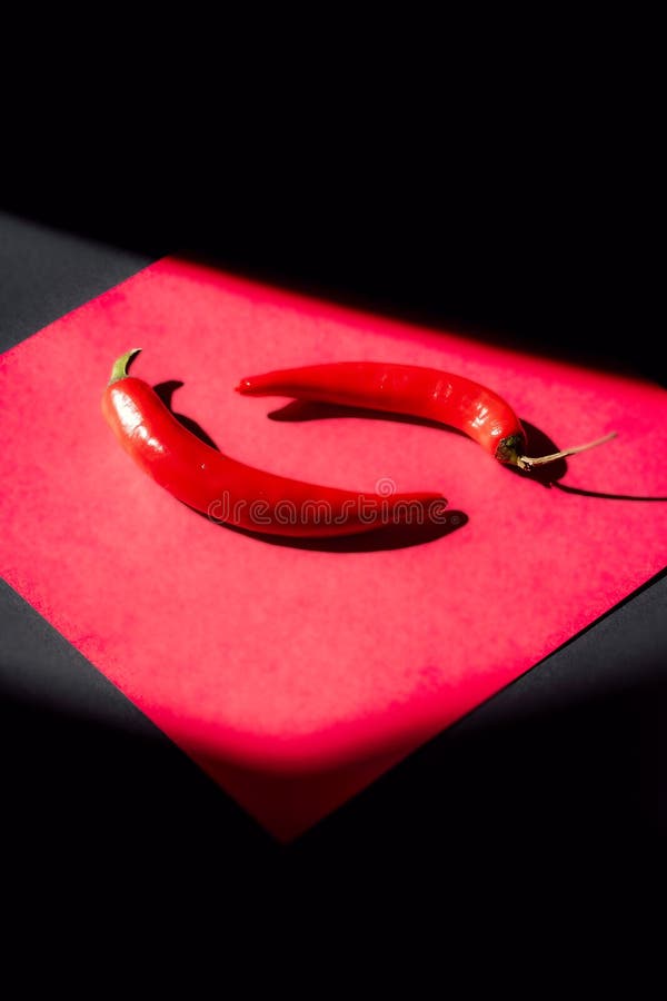 Chilli in the Light with Color Paper Stock Photo - Image of kitchen ...