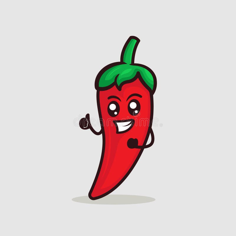 Cute Red Hot Chilli Pepper Character Illustration in Cartoon Style ...