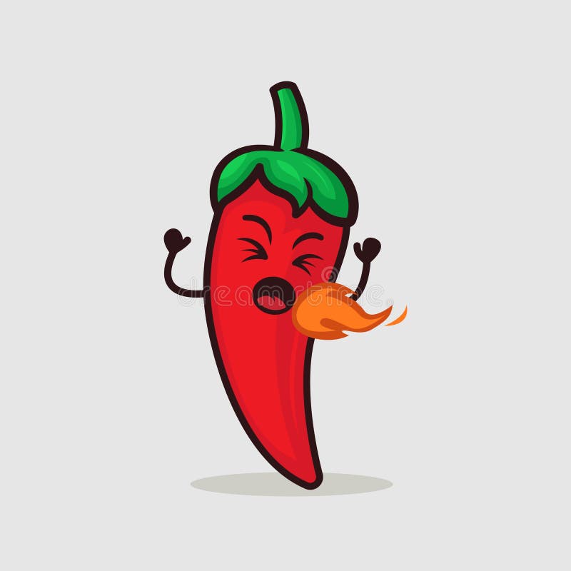 Cute Red Hot Chilli Pepper Character Illustration in Cartoon Style ...